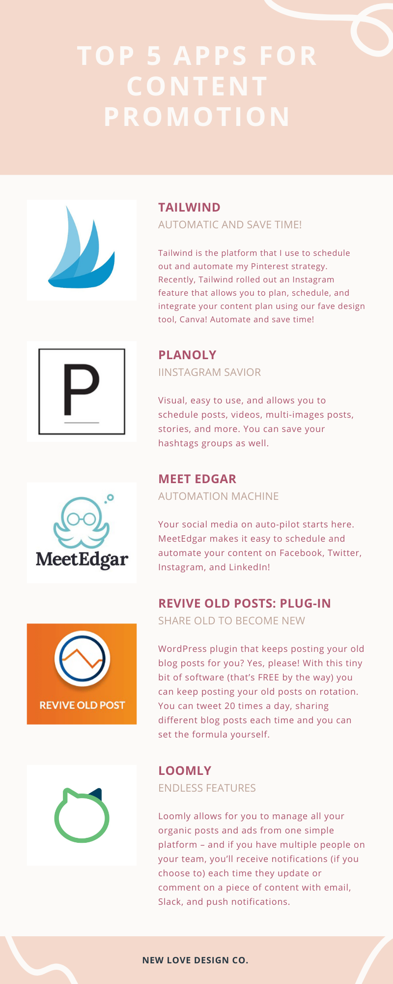 5 Apps For Content Promo Freebie | New Love Design Co
